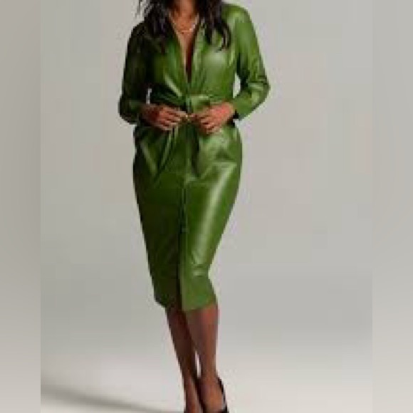 Jackets & Coats | Gabrielle Union Faux Leather Green Trench L | Poshmark